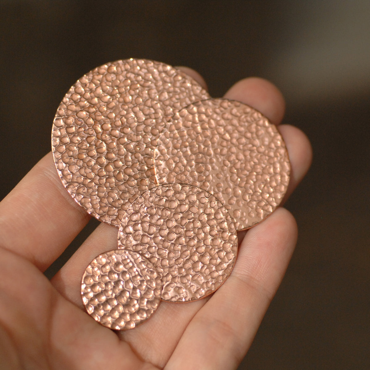 Solid Copper round disc blanks 22 gauge 22g Hammered texture - Supply Diva