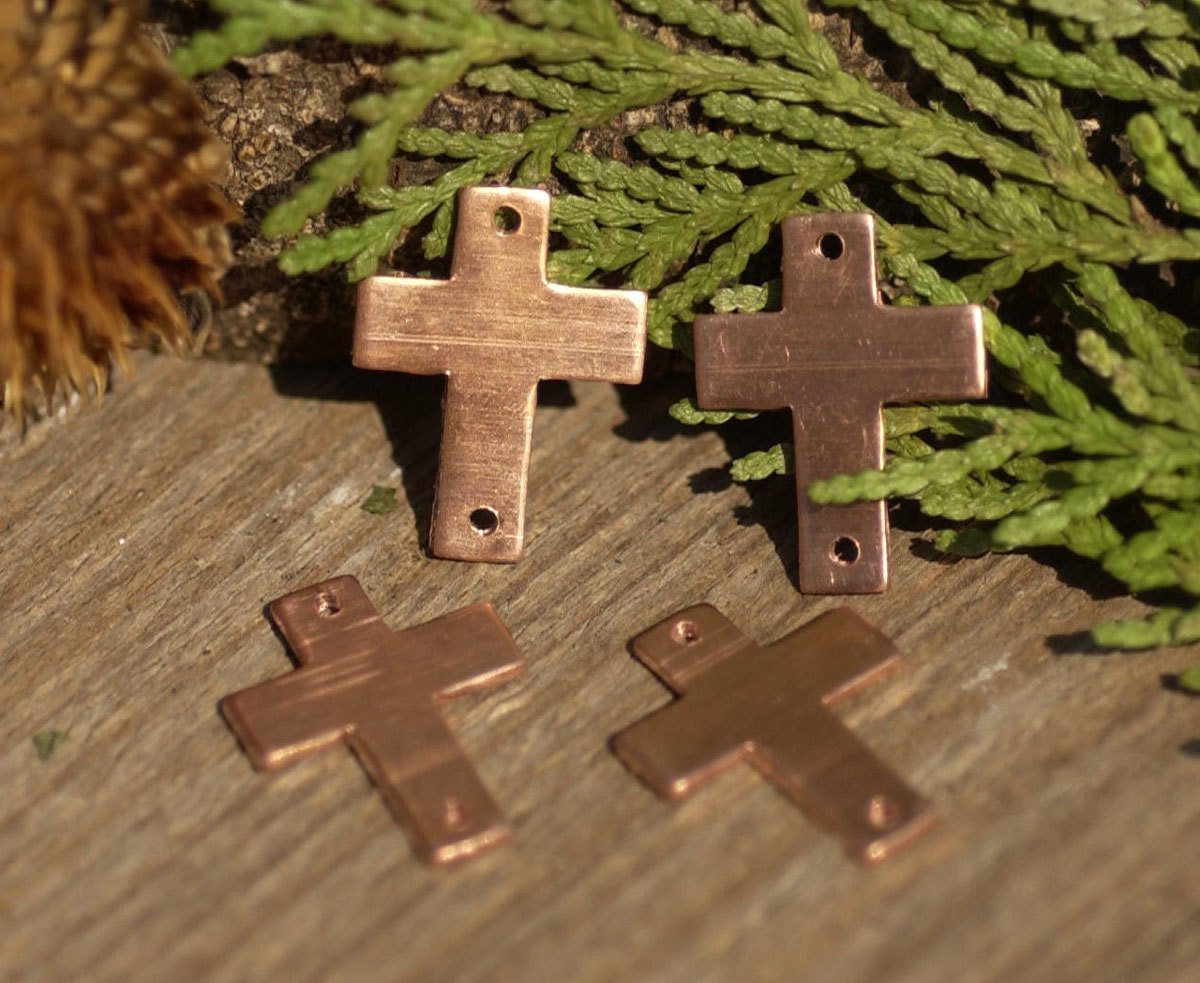 Copper 18mm x 14mm Classic Religous Cross with Holes Cutout for ...