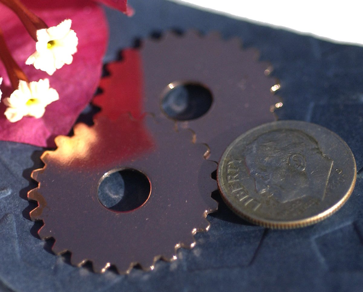 Copper 25mm 24g Gear Cog with 7mm Cutout for Enameling Stamping ...
