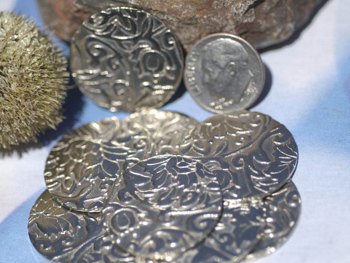 Textured Nickel Silver Disc Blank 20G 25mm Enameling Stamping Soldering ...